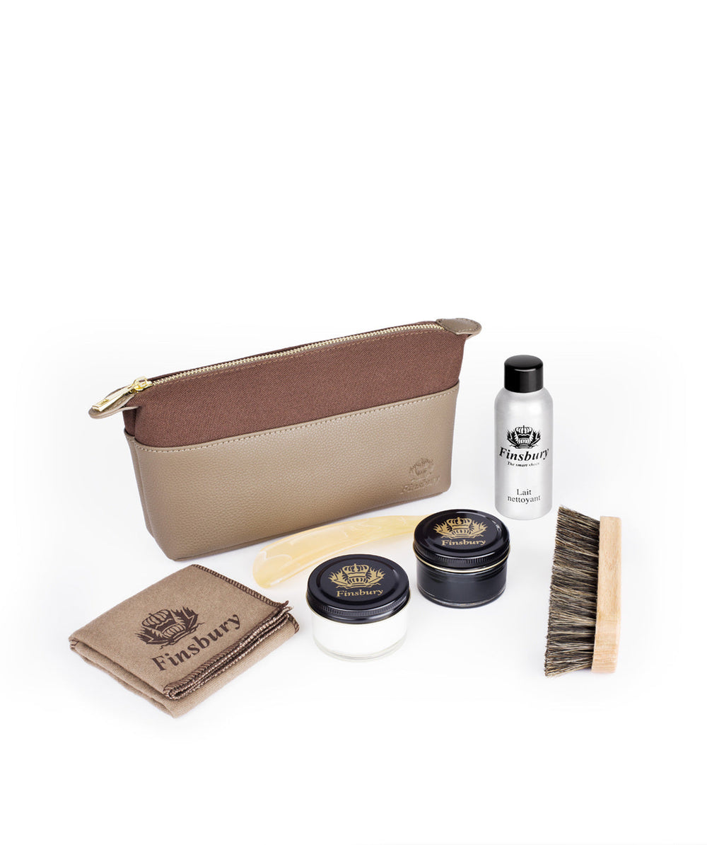 Travel Kit Chocolat & Taupe - Finsbury Shoes